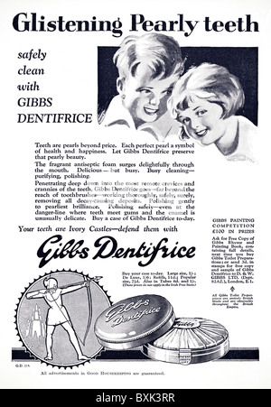 Advert advertising Gibbs Dentifrice teeth cleaning powder. Original ...