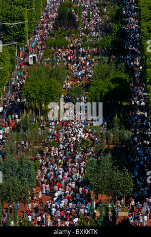 Paris, France, Overview big crowds Scene from above , aerial people ...