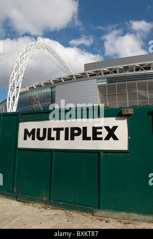 Construction site, building exterior with 'Multiplex' corporate logo of ...