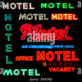 Vintage motel sign on green wall Stock Photo - Alamy