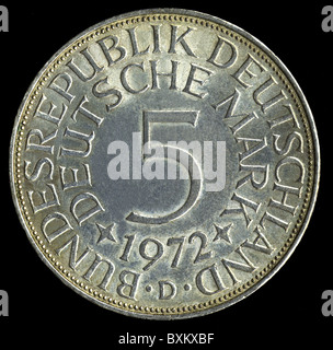 Five Deutsche Mark German Germany banknote funf money 5 DM DEM D-Mark ...