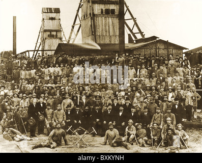 Economy. 19th century. Mining. Coal mine with several floors. Colored ...