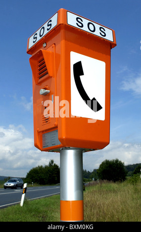 SOS telephone, roadside emergency telephone, call box, along the German ...