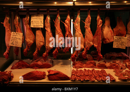 inside the central market or Athens Dimotiki Agora Public Market in ...