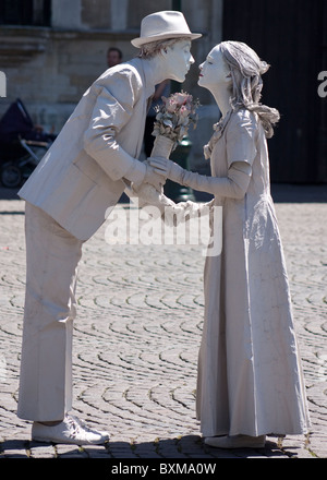 human statues performing a tableau in Bruges, Brussels Stock Photo - Alamy