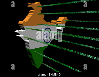 India map with green binary code illustration Stock Photo - Alamy