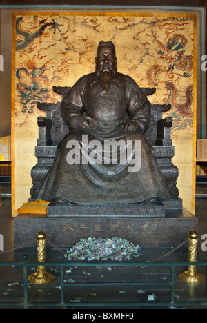 China, Beijing, Chang Ling, Statue of the Yongle Emperor, bronze figure ...