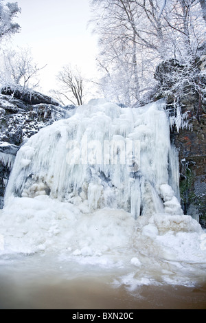 A frozen waterfall (Lynn Glen) outside Dalry in North Ayrshire ...