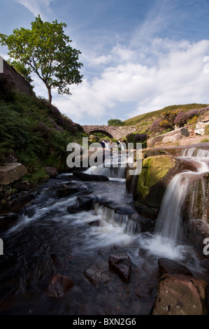 River Dane and Packhorse Bridge at Three Shire Heads-also known as ...