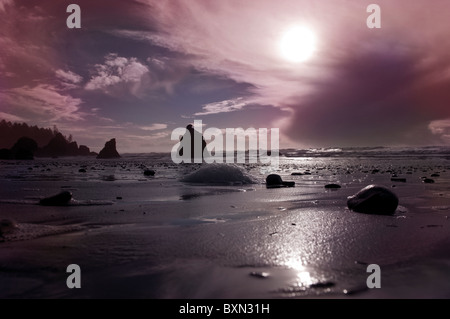 Twilight, Ruby Beach, Olympic National Park, Washington, USA Stock ...