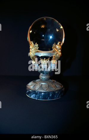 MERLIN'S CRYSTAL BALL AND THE GOLD BLUE CRYSTAL GLASSES Stock Photo - Alamy