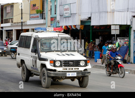 United Nations Police vehicle in Makadade village. Atauro Island, East ...