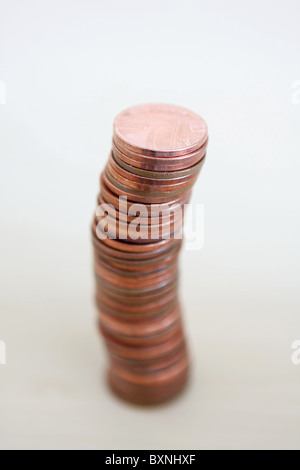 An aerial view of a stack of sterling 1p coins Stock Photo - Alamy