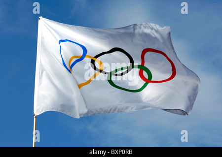 olympic flag flying Stock Photo - Alamy