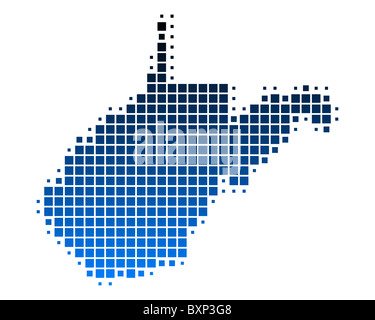 Square dots pattern map of West Virginia. Dotted pixel map with flag ...