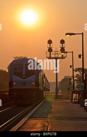New Jersey Transit commuter train at the rail terminal at Hoboken, New ...