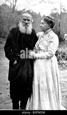 Russian author Leo Tolstoy and his wife Sophia Tolstaya, Russia, 1895 ...