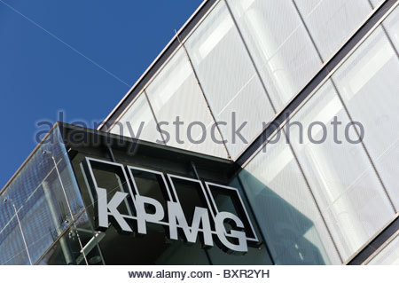 KPMG emblem, logo and office building, Alte Messe Muenchen, Old Stock ...
