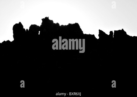 Silhouette of top of rugged lava flow, El Pinacate Biosphere Reserve ...