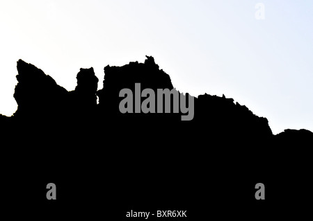 Silhouette of top of rugged lava flow, El Pinacate Biosphere Reserve ...