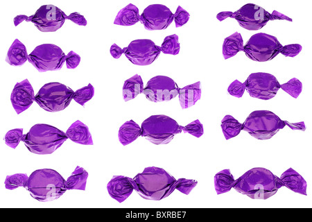 Purple Wrapped Candy on a White Background Stock Photo - Alamy