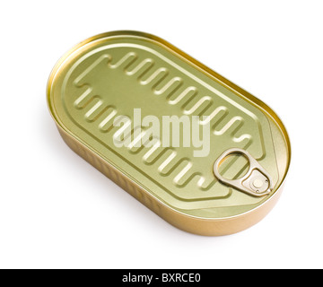 An oval can with a key, clipping path Stock Photo - Alamy