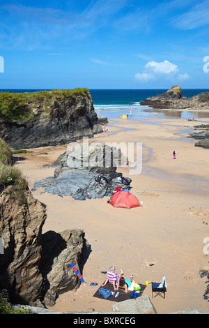 Trevone Bay beach North Cornwall UK near Padstow and Newquay Stock ...