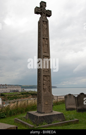 Caedmon Cross,St. Marys church yard,Whitby Stock Photo - Alamy