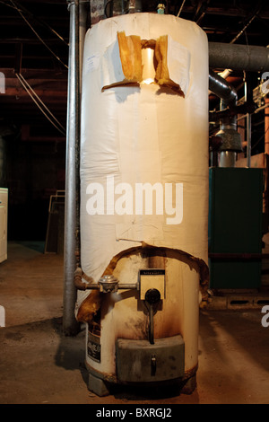 Old gas water heater Stock Photo - Alamy
