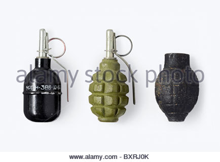 Close up of a hand grenade, as used by U.S. forces during World War ...
