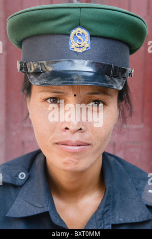female Nepali security guard in Kathmandu, Nepal Stock Photo - Alamy