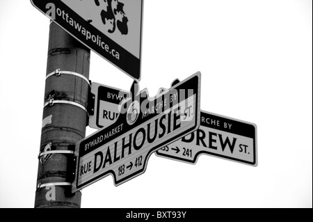 Street signs at ByWard Market in Ottawa, Canada; Ottawa, Ontario ...