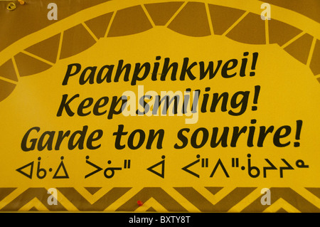 SIGN IN THREE LANGUAGES (ENGLISH, FRENCH, ARABIC) EXPLAINING THE STEP ...