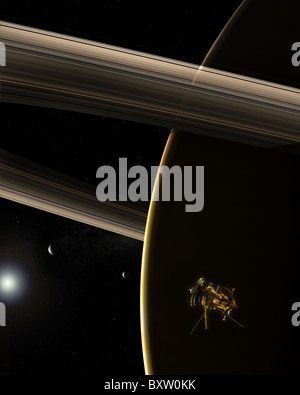 Cassini spacecraft , illustration Stock Photo - Alamy