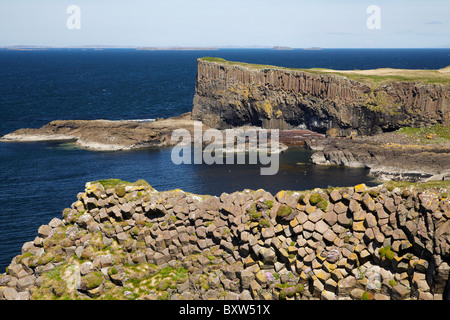 Polygonal basalt, Staffa, off Isle of Mull, Scotland, United Kingdom ...