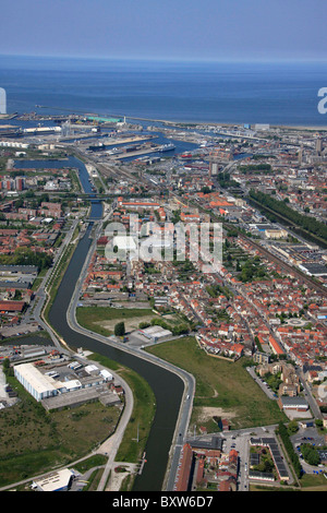 France, Nord, Dunkirk, view of the city, the belfry of the town hall ...