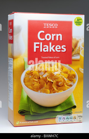 Box of Tesco Corn Flakes Stock Photo - Alamy