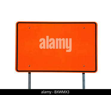 Bright orange warning road sign informing drivers that come with the ...