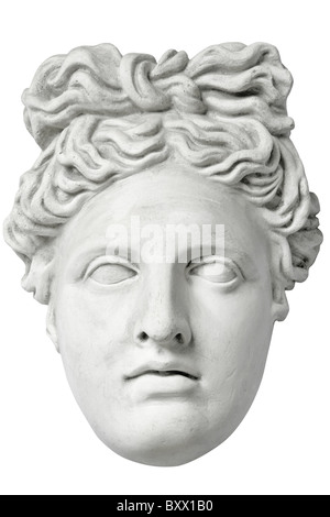 isolated antique face sculpture roman white woman beautiful beauteously ...