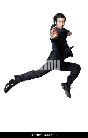 Side view mid air pose by hip hop dancer Stock Photo - Alamy