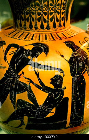 Trojan War: King Priam of Troy mourning over the body of his son Hector ...