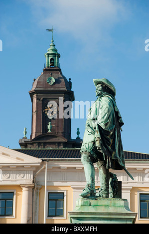 The statue of Gustavus Adolphus in Gothenburg Sweden iwith the Town ...