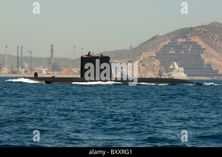 Spanish navy submarine arrives at the port of Cartagena. Spain. 26/8 ...
