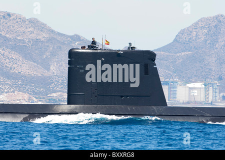 Spanish navy submarine arrives at the port of Cartagena. Spain. 26/8 ...