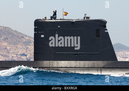 Spanish navy submarine arrives at the port of Cartagena. Spain. 26/8 ...