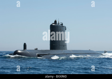 Spanish navy submarine arrives at the port of Cartagena. Spain. 26/8 ...