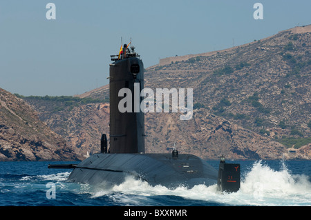 Spanish navy submarine arrives at the port of Cartagena. Spain. 26/8 ...