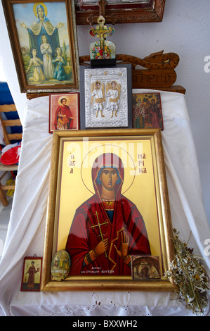 Greek Orthodox religious art icons in souvenirs and gifts shop in ...