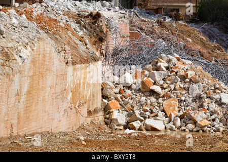 Building Rubble Concrete and Rebar,the ruins of a building after it was ...