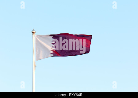 Flag of Qatar, maroon with a white Flag of Qatar Stock Photo - Alamy